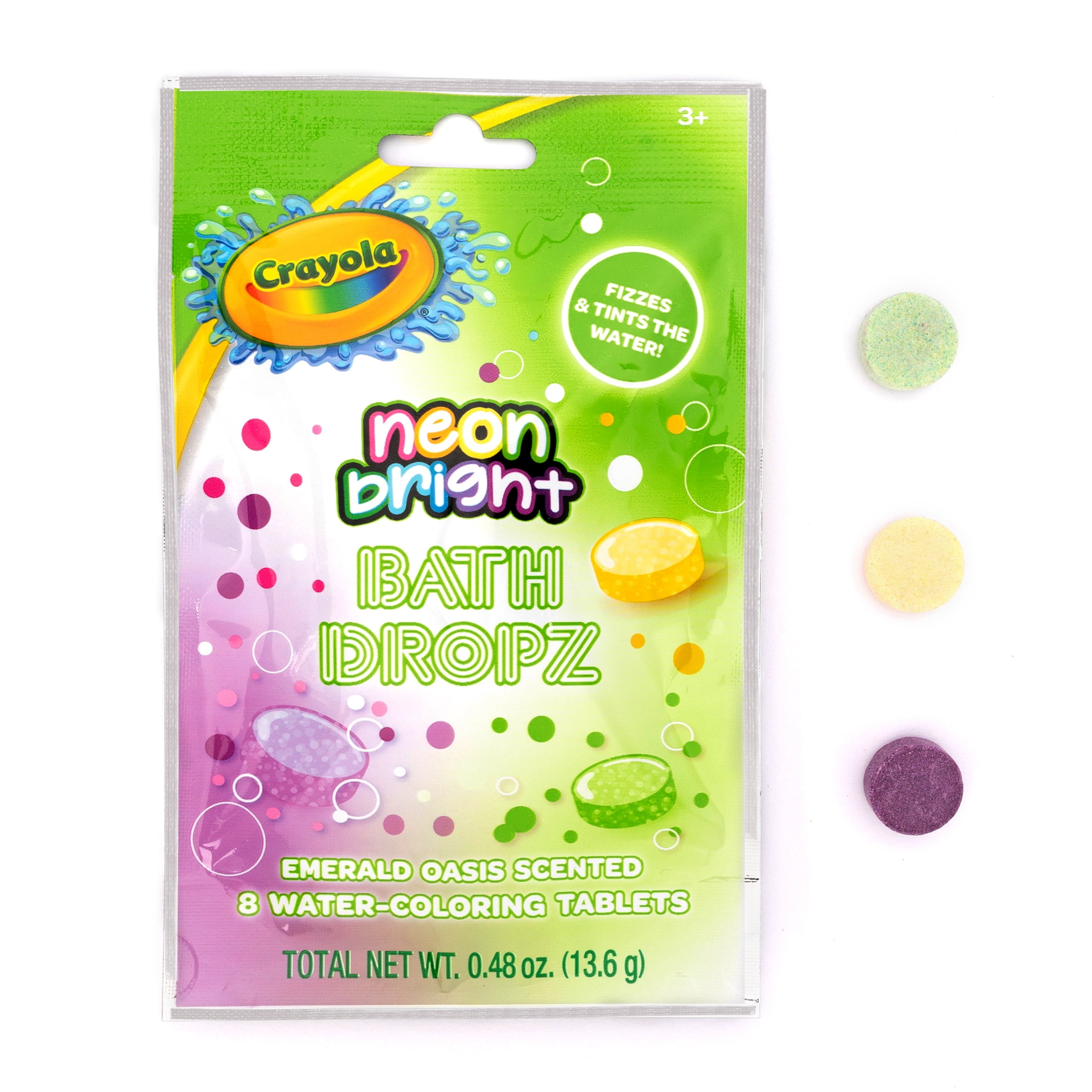 Crayola Neon Bath Dropz, Green, Apple Scented, 8 Tablets - Walmart.com