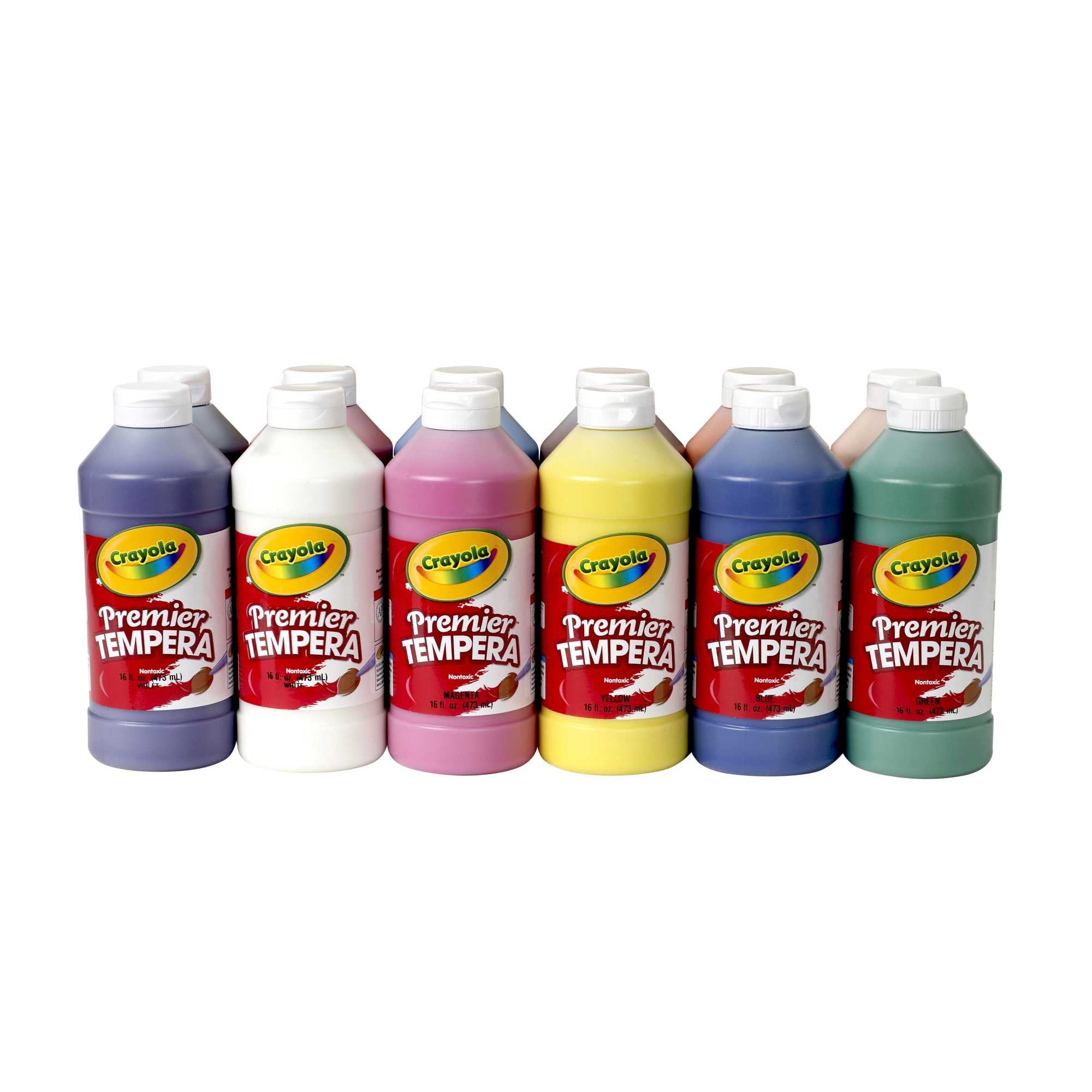 Crayola Premier Tempera Paint, Pint, Assorted Colors, Set of 12 ...