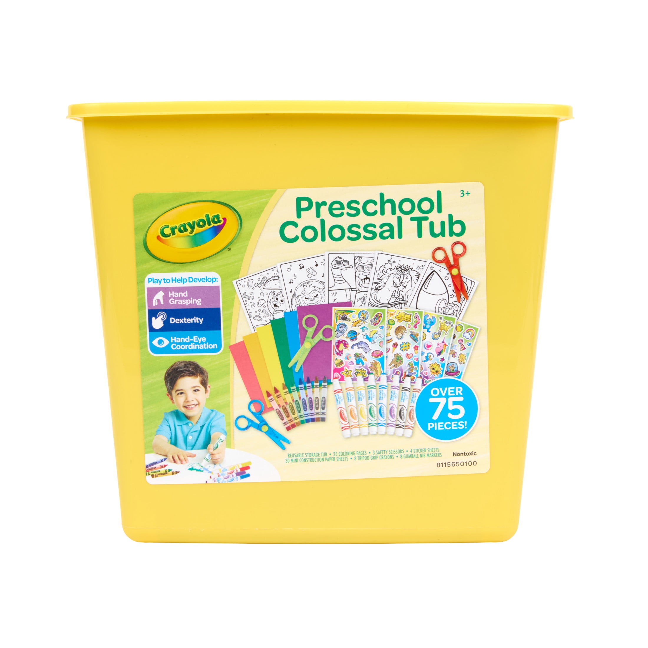 Crayola Young Kids Preschool Colossal Tub, Arts and Crafts Kit, Tipod ...