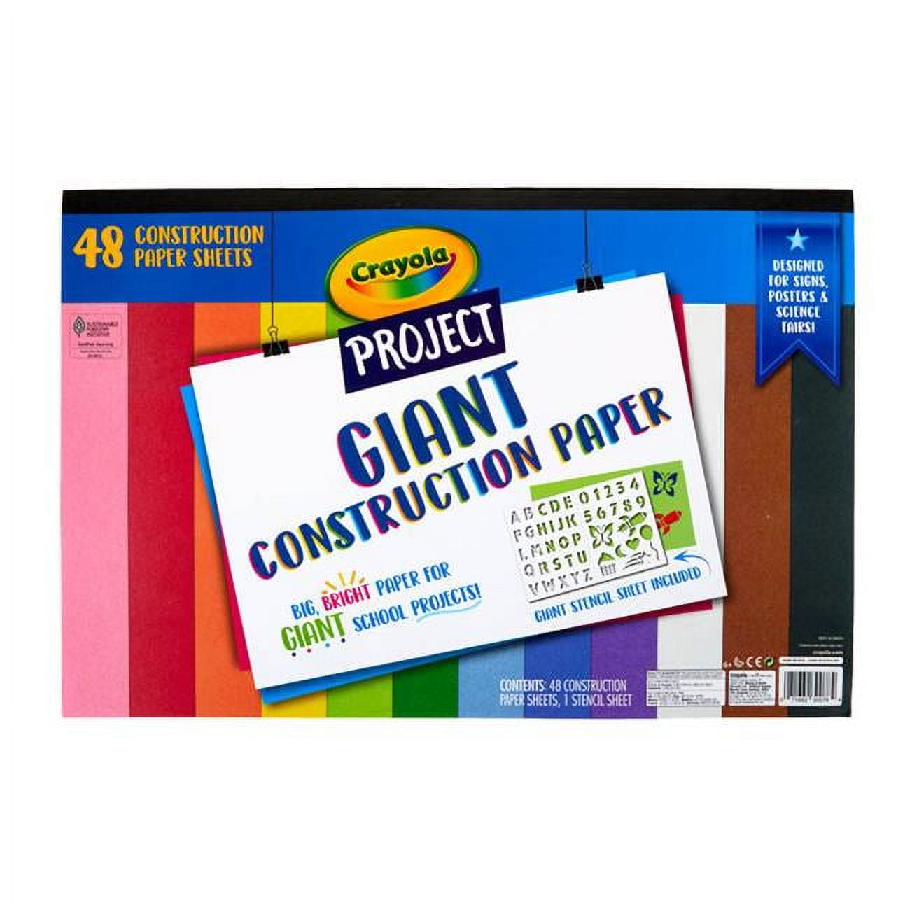 Crayola Project Giant Construction Paper 12"X18"-48 Sheets - Assorted ...