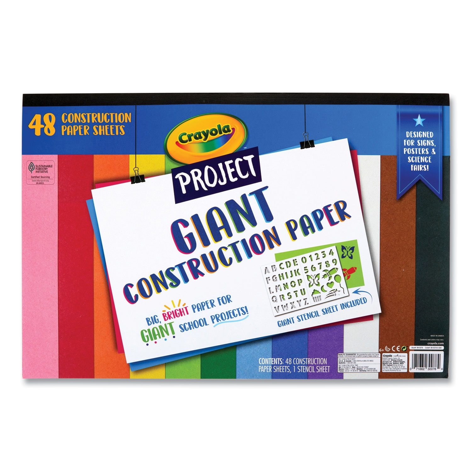 Crayola Project Giant Construction Paper 12"X18"-48 Sheets - Assorted ...