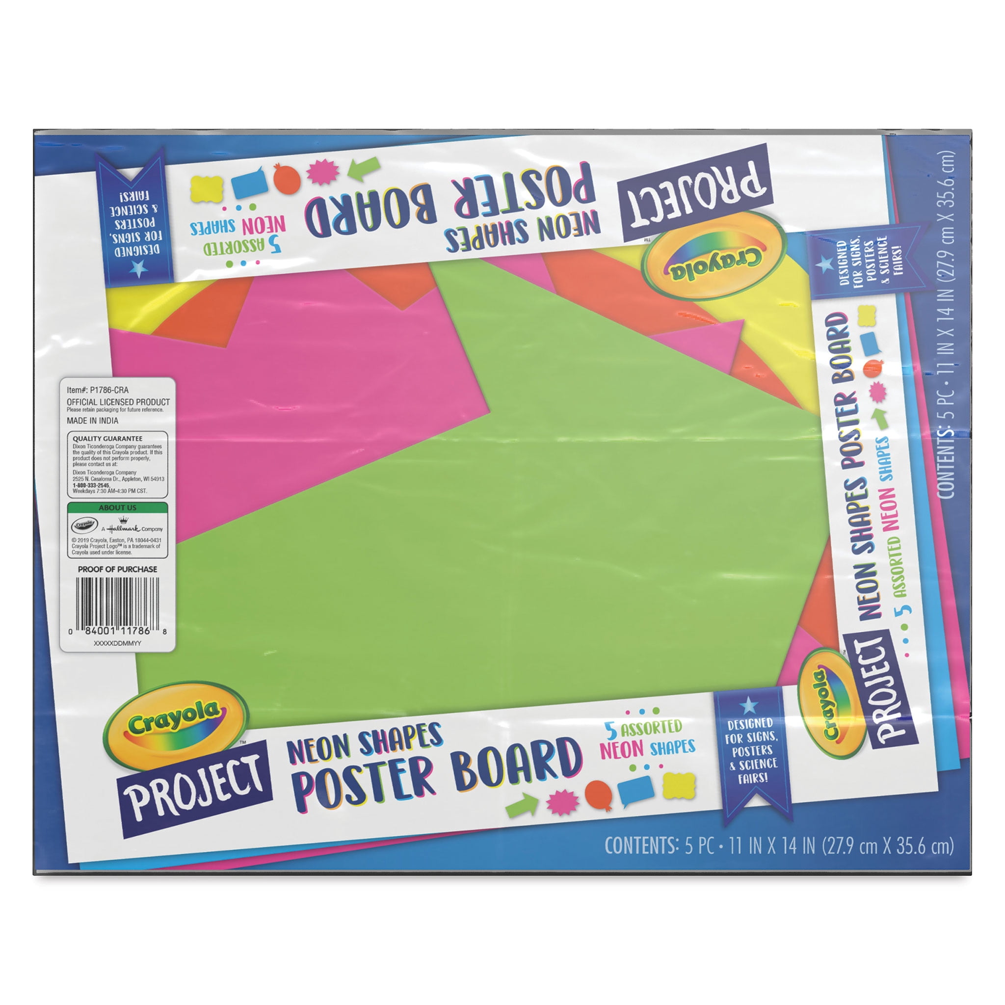 Crayola Project Poster Board Shapes - Neon, 11" x 14", Pkg of 5 ...