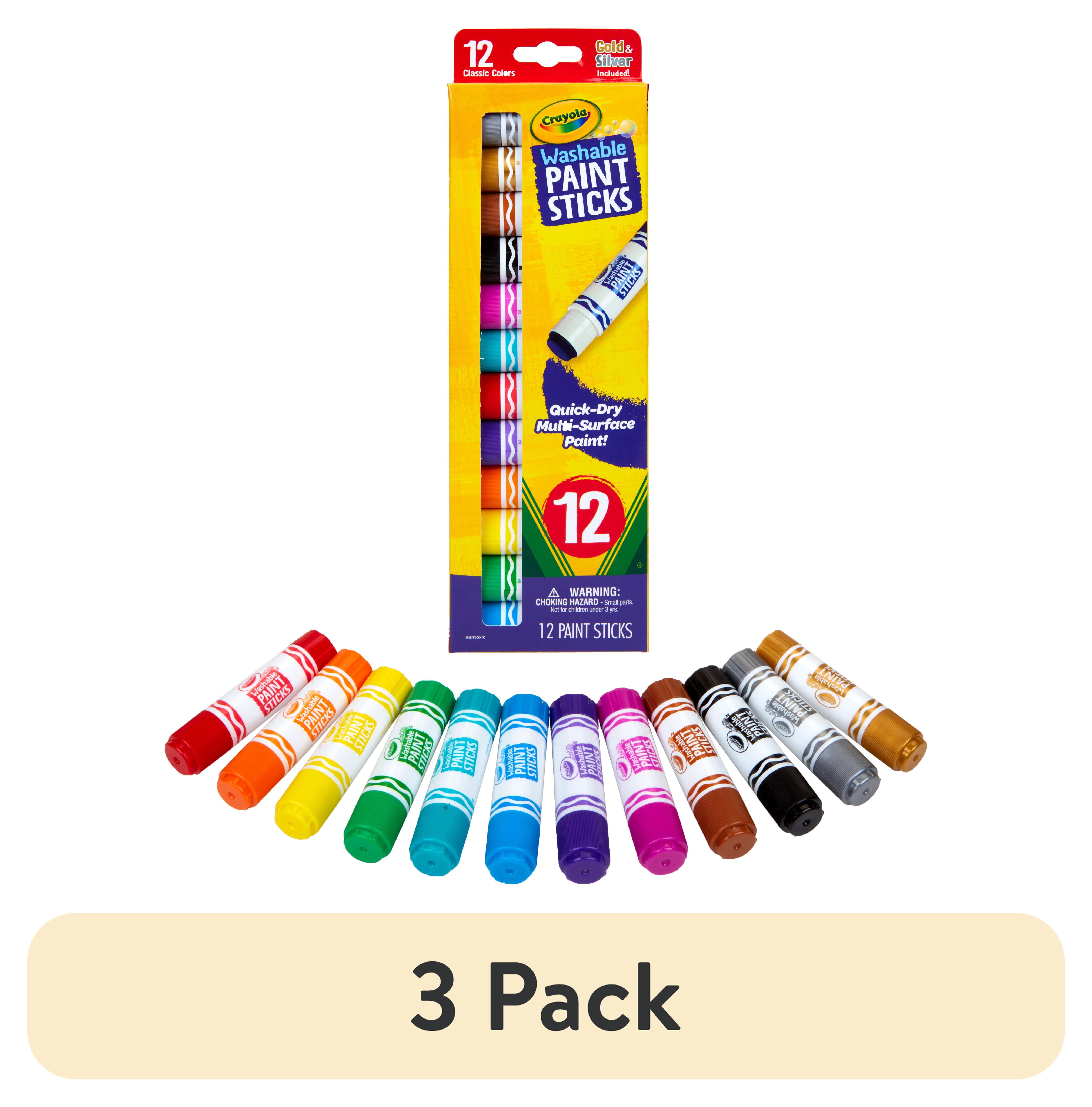(3 pack) Crayola Quick Dry Paint Sticks, Assorted Colors, Washable ...