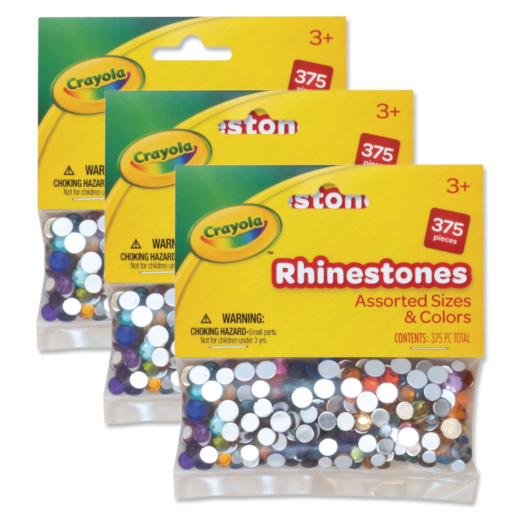 Crayola Rhinestones, Assorted Colors & Sizes, 375 Pieces Per Pack, 3 ...
