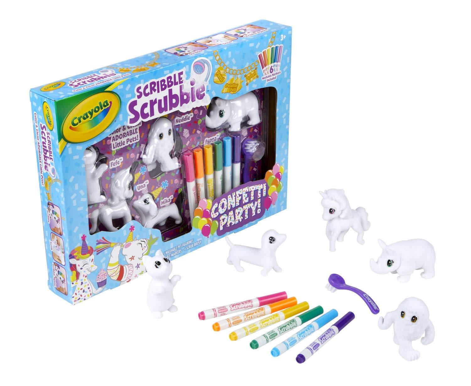 Crayola Scribble Scrubbie Confetti Party Pack, Washable Pets Figures ...