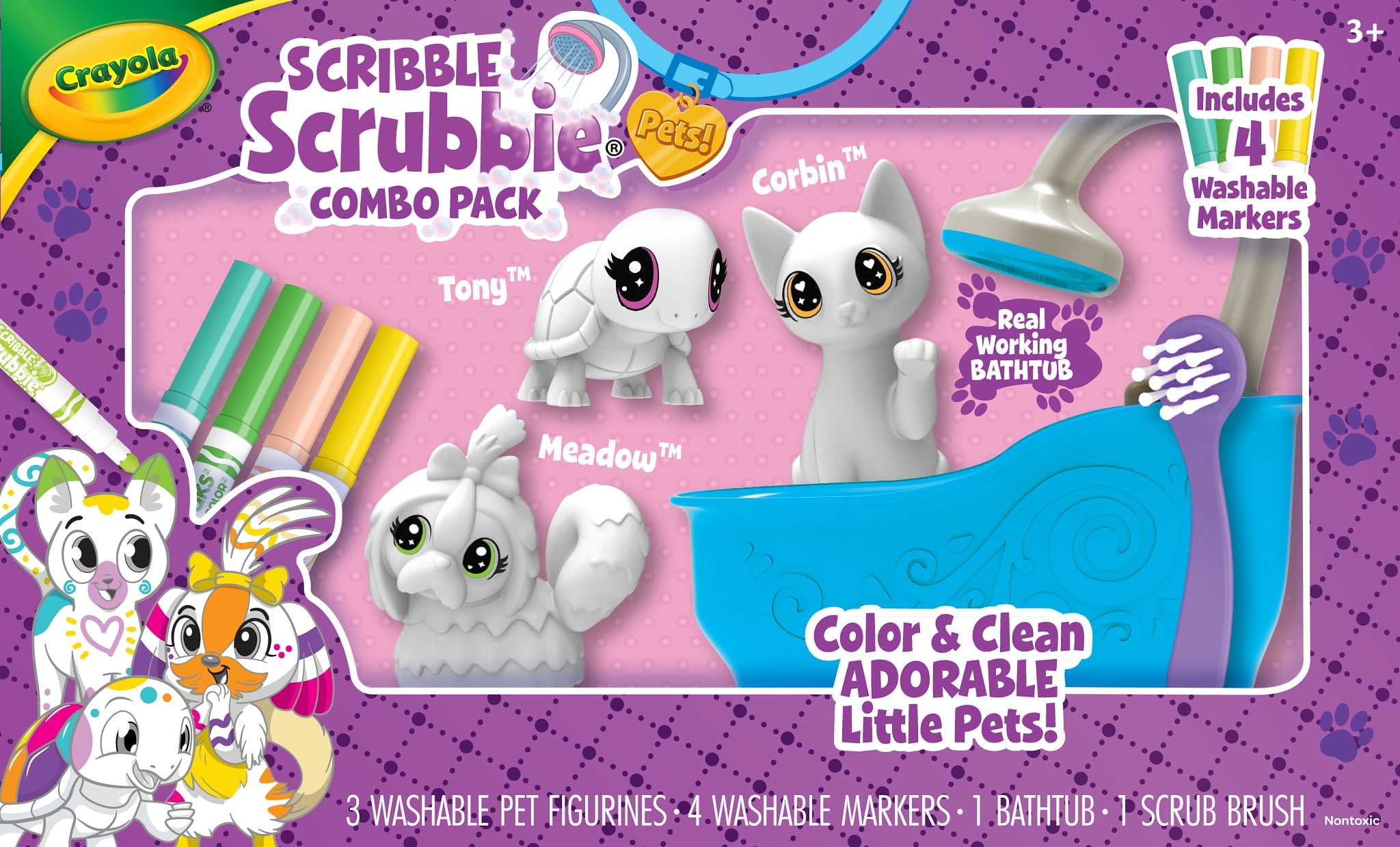 Crayola Scribble Scrubbie Pets Combo Pack, 3 Customizable Animal Toys ...