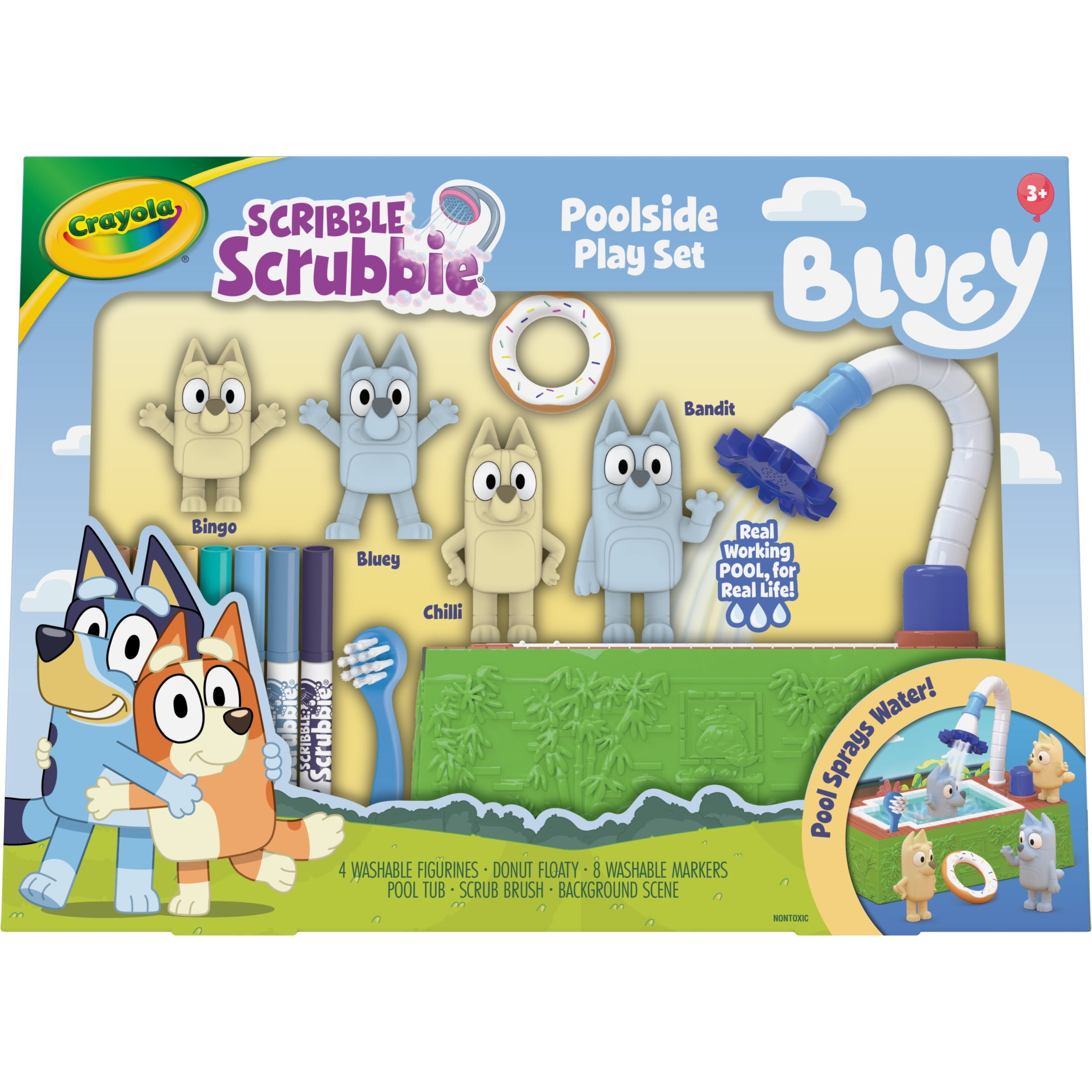 Crayola Scribble Scrubbies Bluey Poolside Playset (4ct), Colorable Bluey Toys for Kids, Washable ...