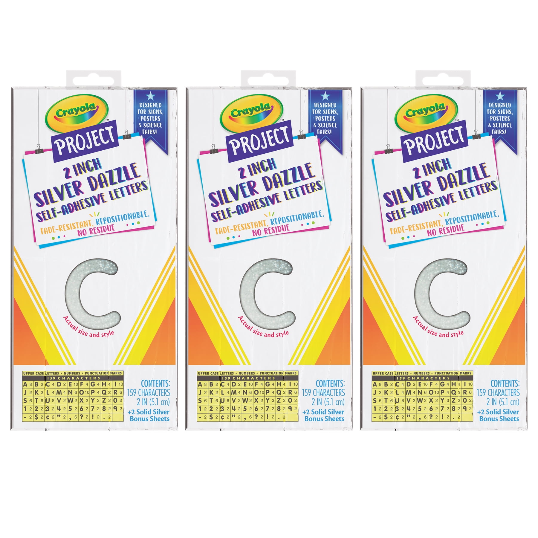 Crayola Self-Adhesive Letters, Silver Dazzle, 2", 159 Characters Per ...