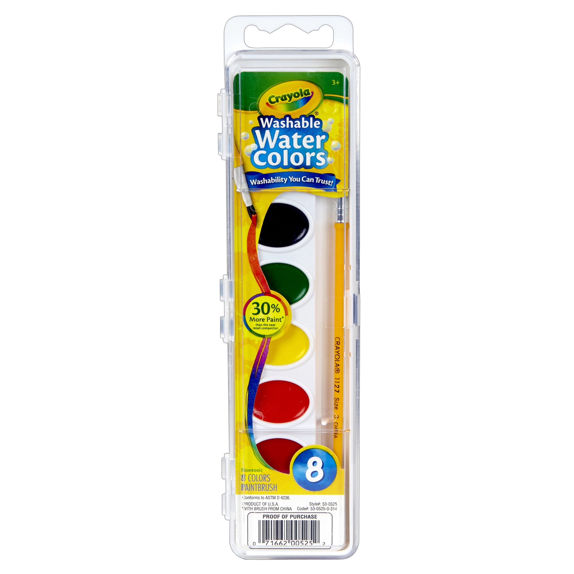 CrayolaÂ® Semi-Moist Washable Watercolor Set, 8 colors per set, 6 sets ...