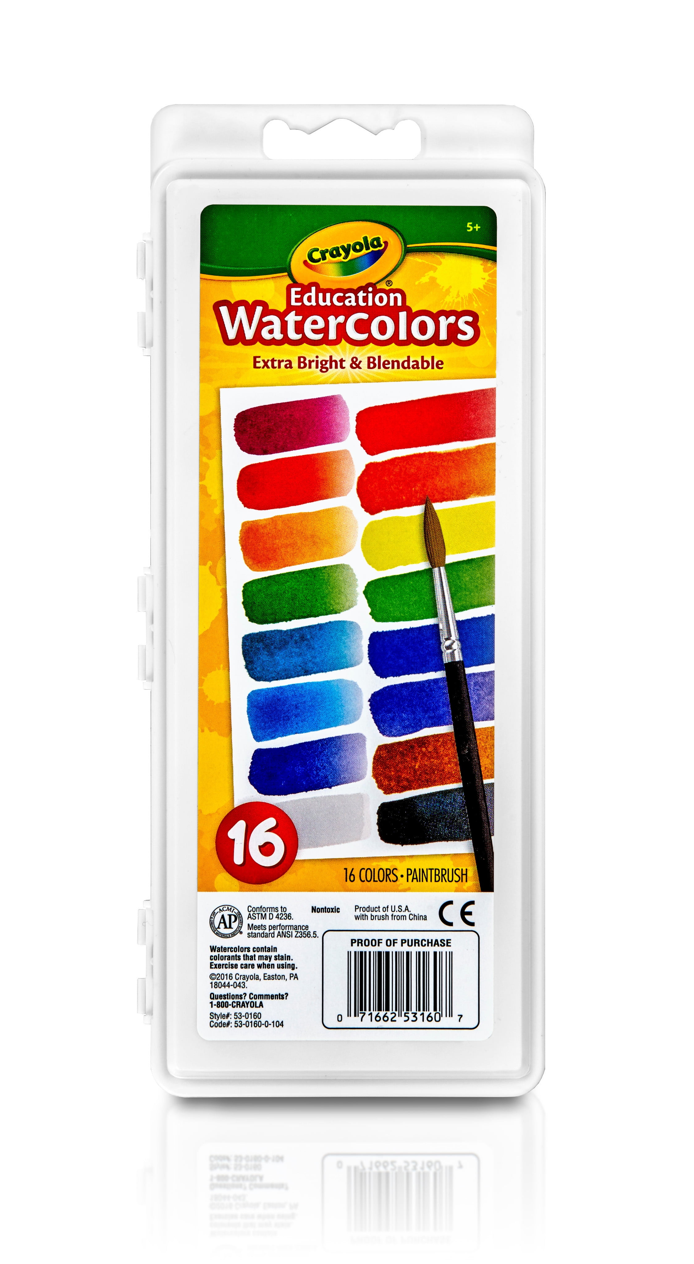 Crayola Semi-Moist Watercolor Paint Set for Kids, 16 Assorted Brilliant ...