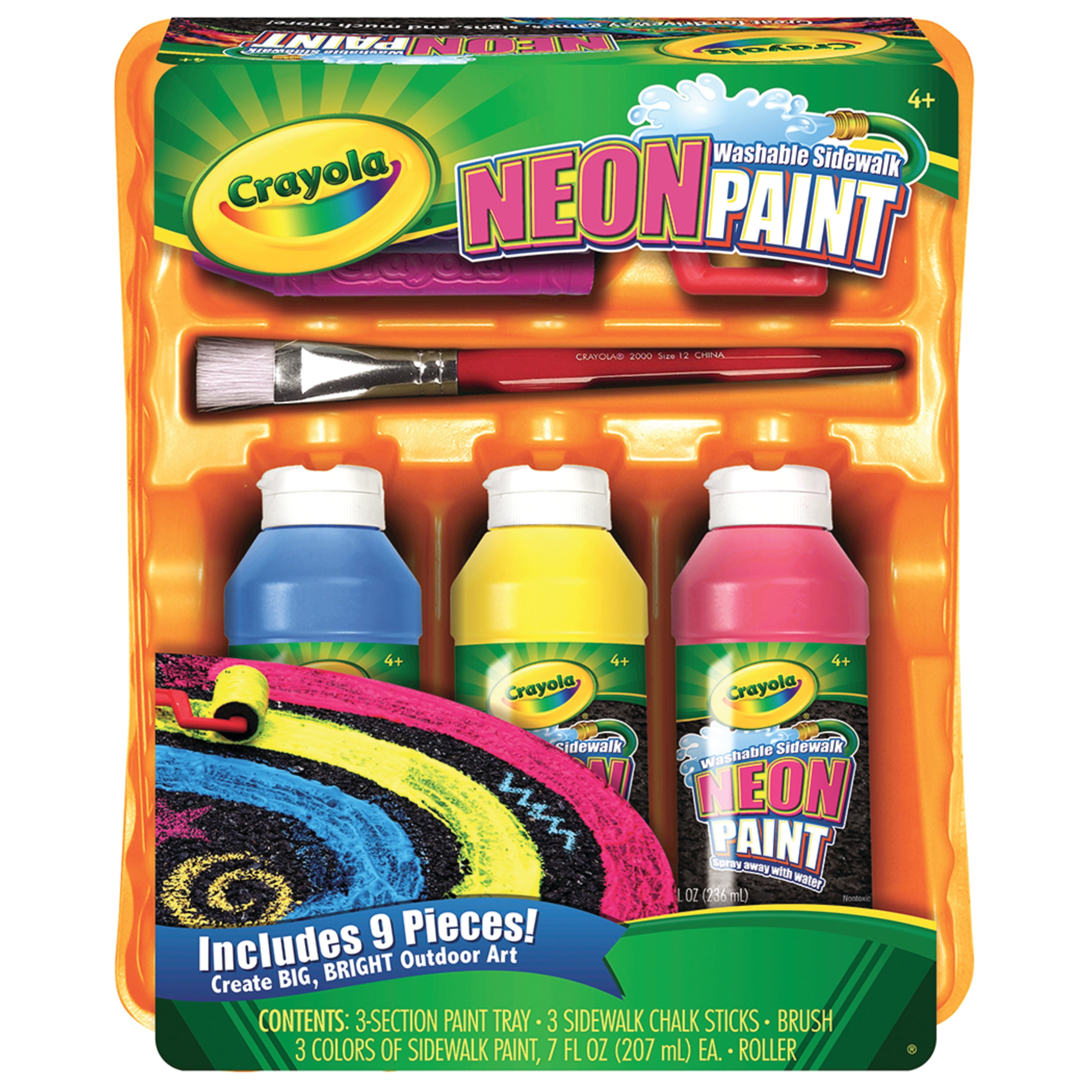 Crayola Neon Sidewalk Washable Paint Set for Kids Art Supplies Play ...