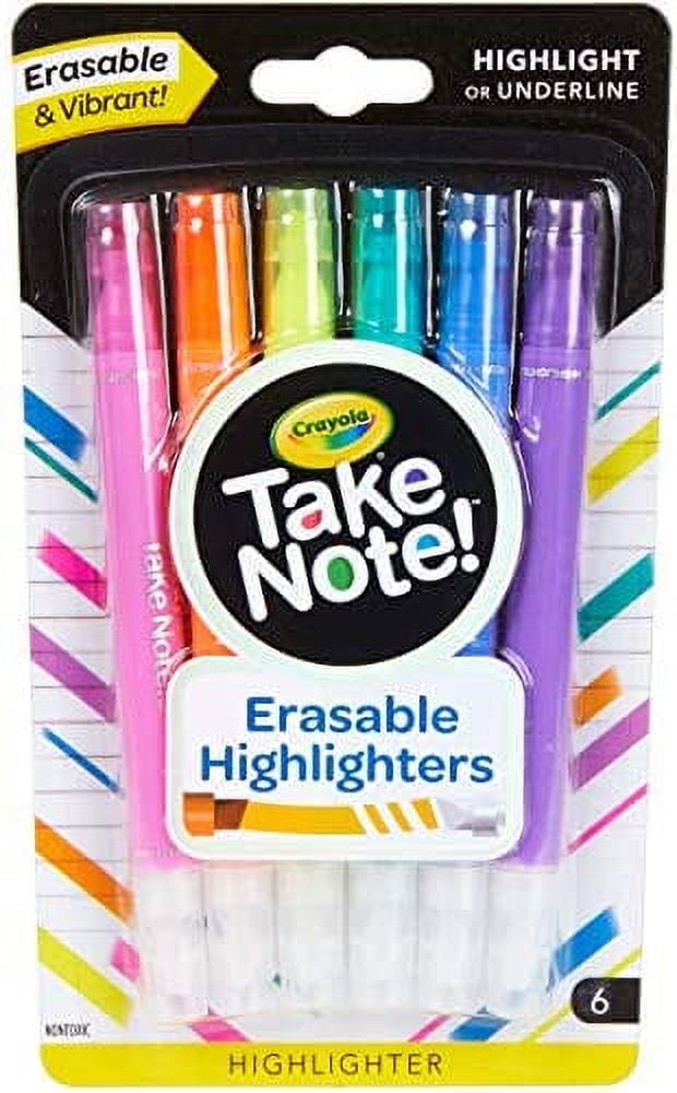Crayola Take Note Erasable Highlighters, Chisel Tip, Assorted Colors, 6 ...