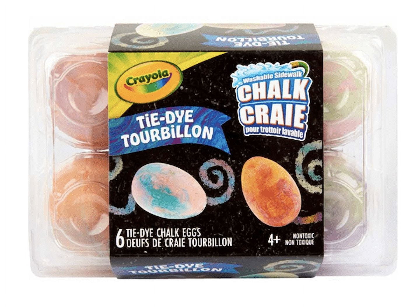 Crayola Washable Sidewalk Chalk Eggs, Tie-Dye, 6 Count - Walmart.com