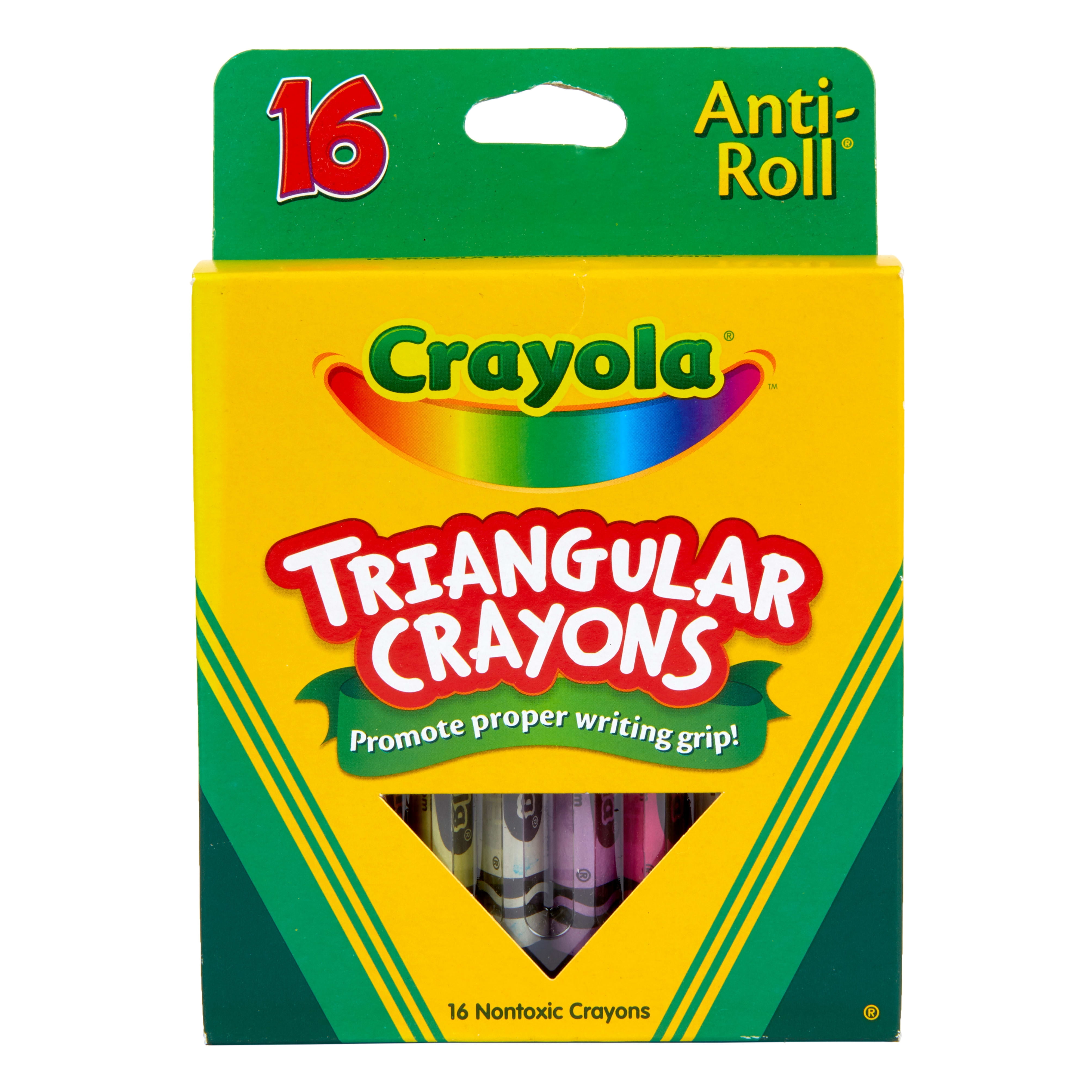 Crayola 16-Colors Triangular Crayon Set, Non-Toxic, Anti-Roll, Promotes ...