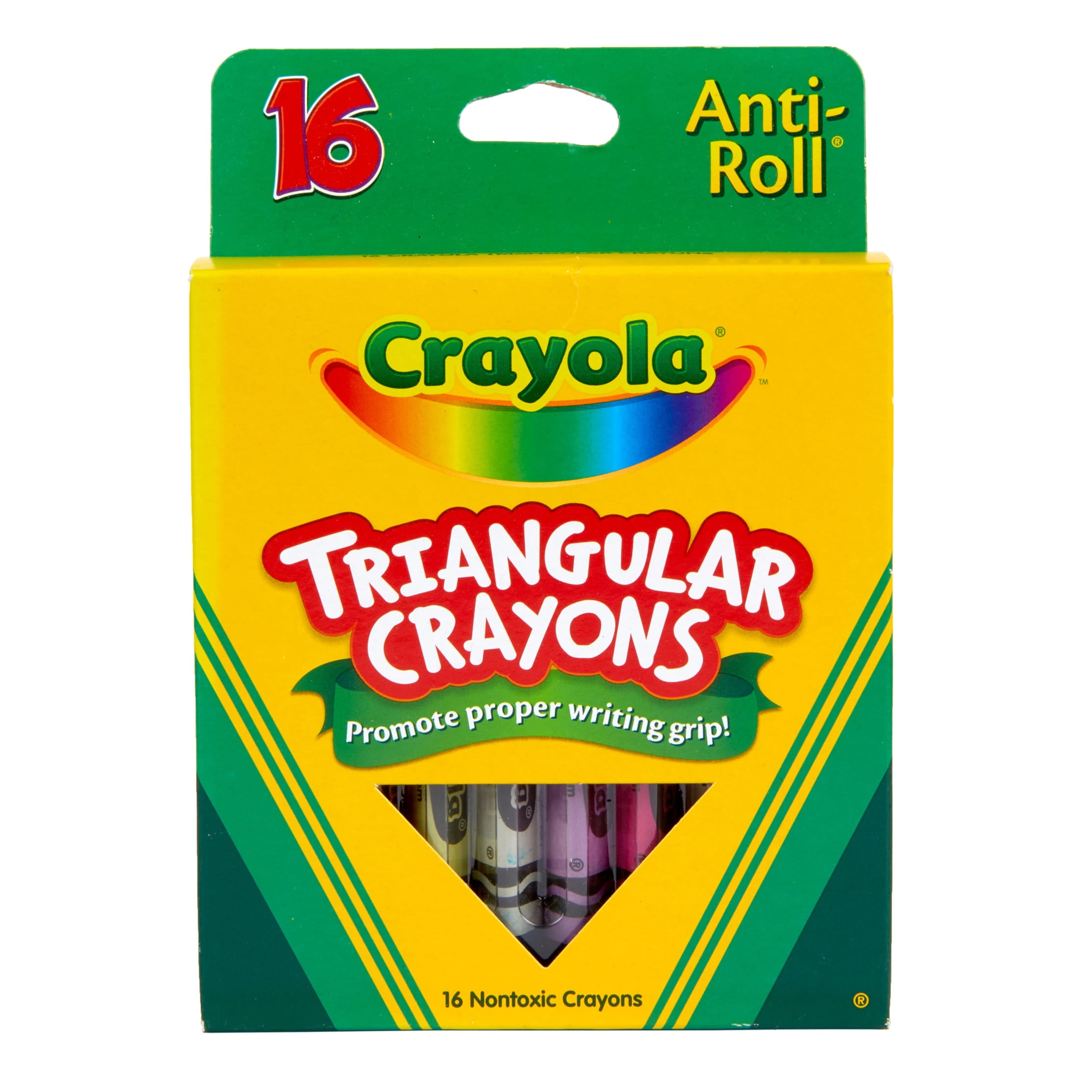 Crayola 16-Colors Triangular Crayon Set, Non-Toxic, Anti-Roll, Promotes ...