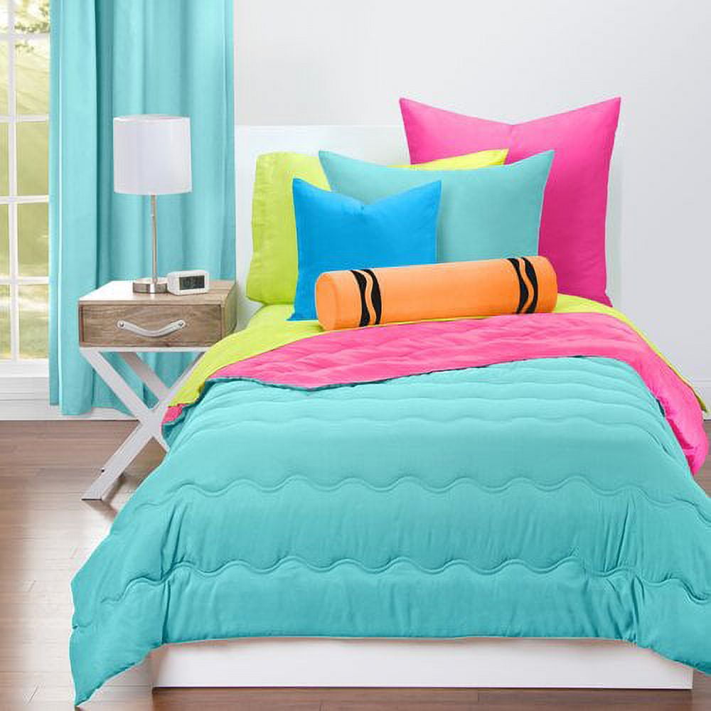 Crayola Turquoise Blue and Hot Magenta Reversible Comforter Set ...