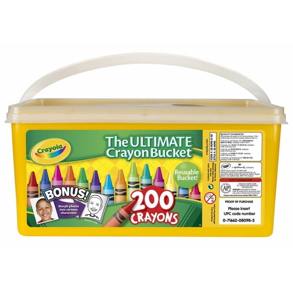 Crayola Ultimate Kids Colorful Crayon Bucket, 200 Pieces - Walmart.com