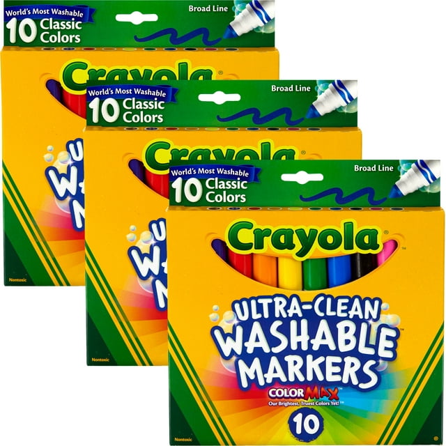 Crayola Ultra-Clean Color Max Broad Line Washable Markers-10 Count ...