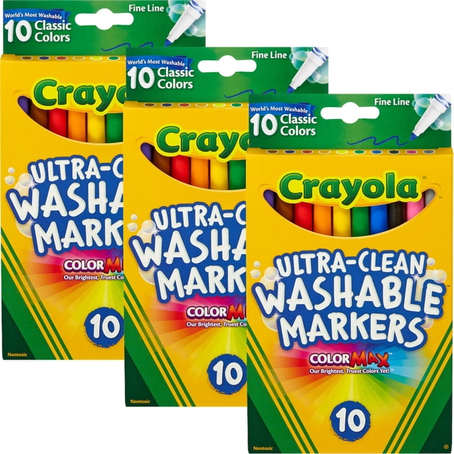 Crayola Ultra-Clean Fine Line Markers 10 Count-Multipack Of 3 - Walmart ...