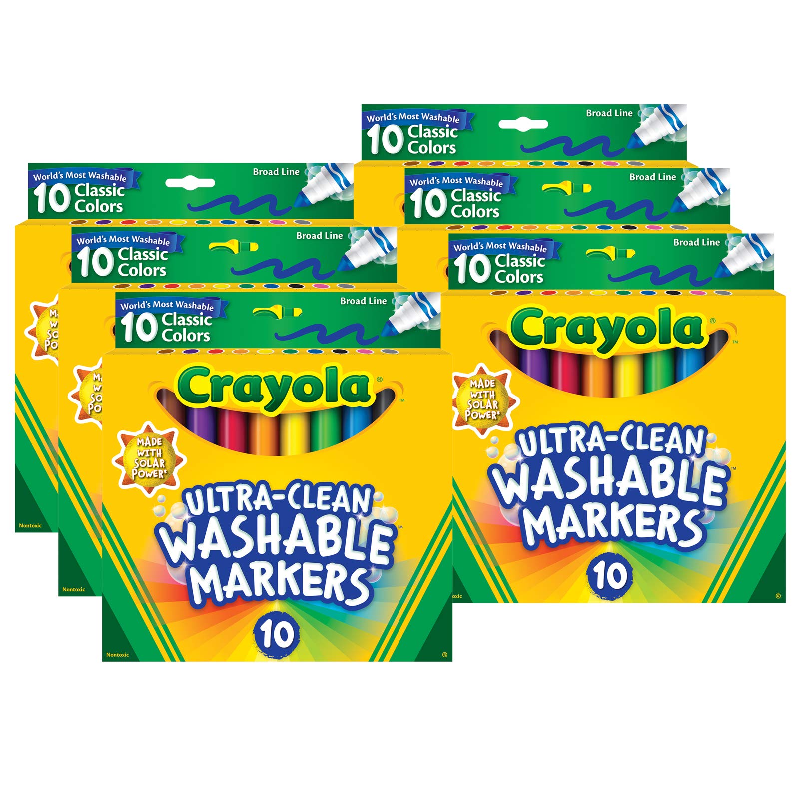 Crayola Ultra-Clean Markers, Broad Line, Classic Colors, 10 Per Pack, 6 ...