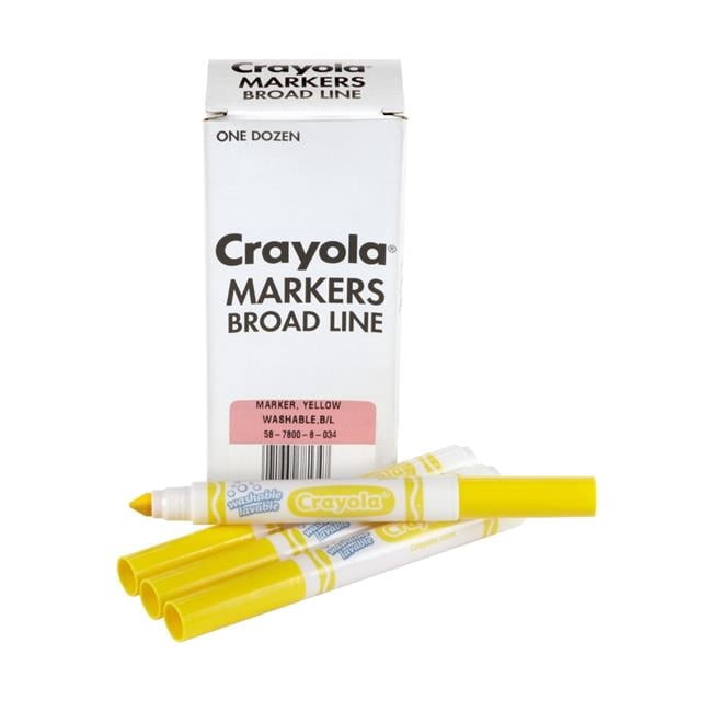 Crayola Ultra-Clean Washable Bulk Markers - Yellow - Pack of 12 ...