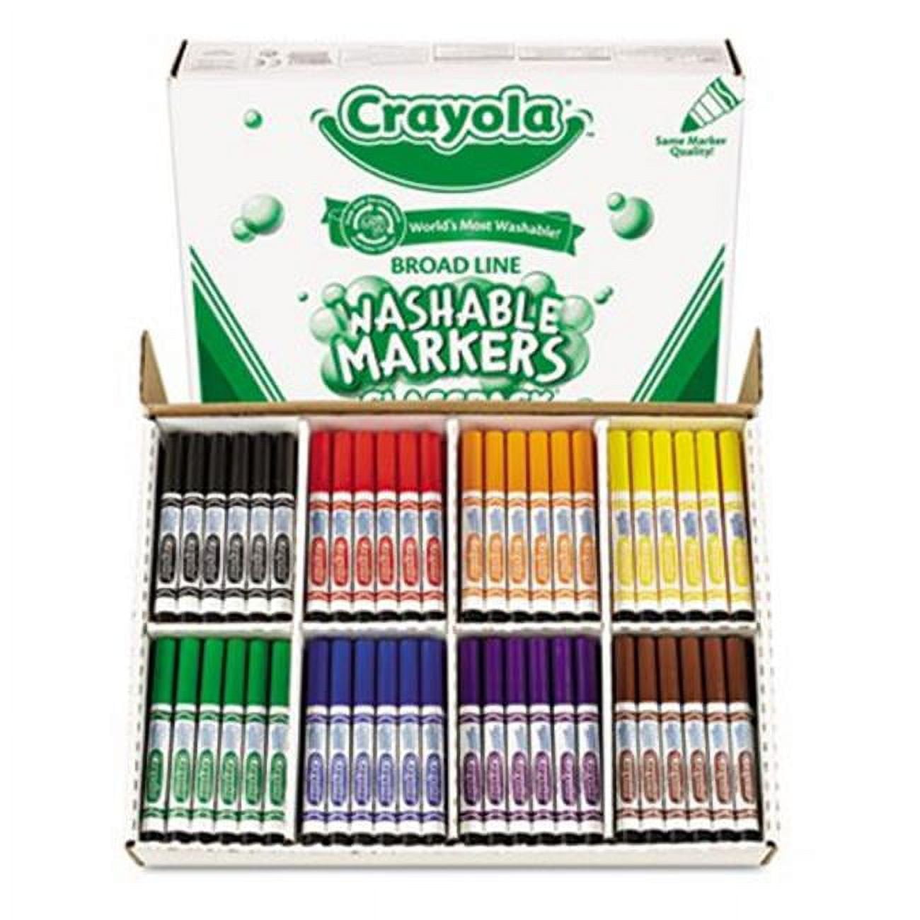 Crayola Ultra Clean Bulk Large Washable Classpack Markers, Broad Point ...