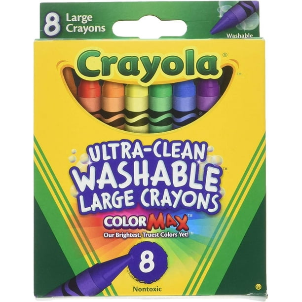 Crayola Washable Crayons, Large, 8 Colors/Box 52-3280 4 Pack - Walmart ...