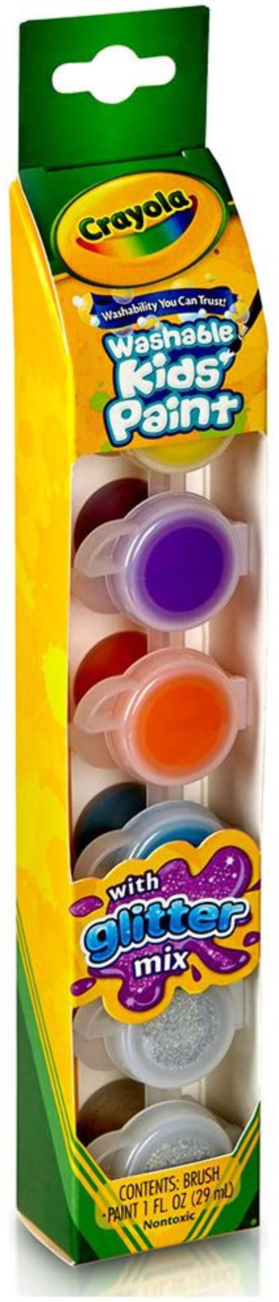 Crayola Washable Kids' Paint Pot Set, 4-Colors with Glitter Effects ...