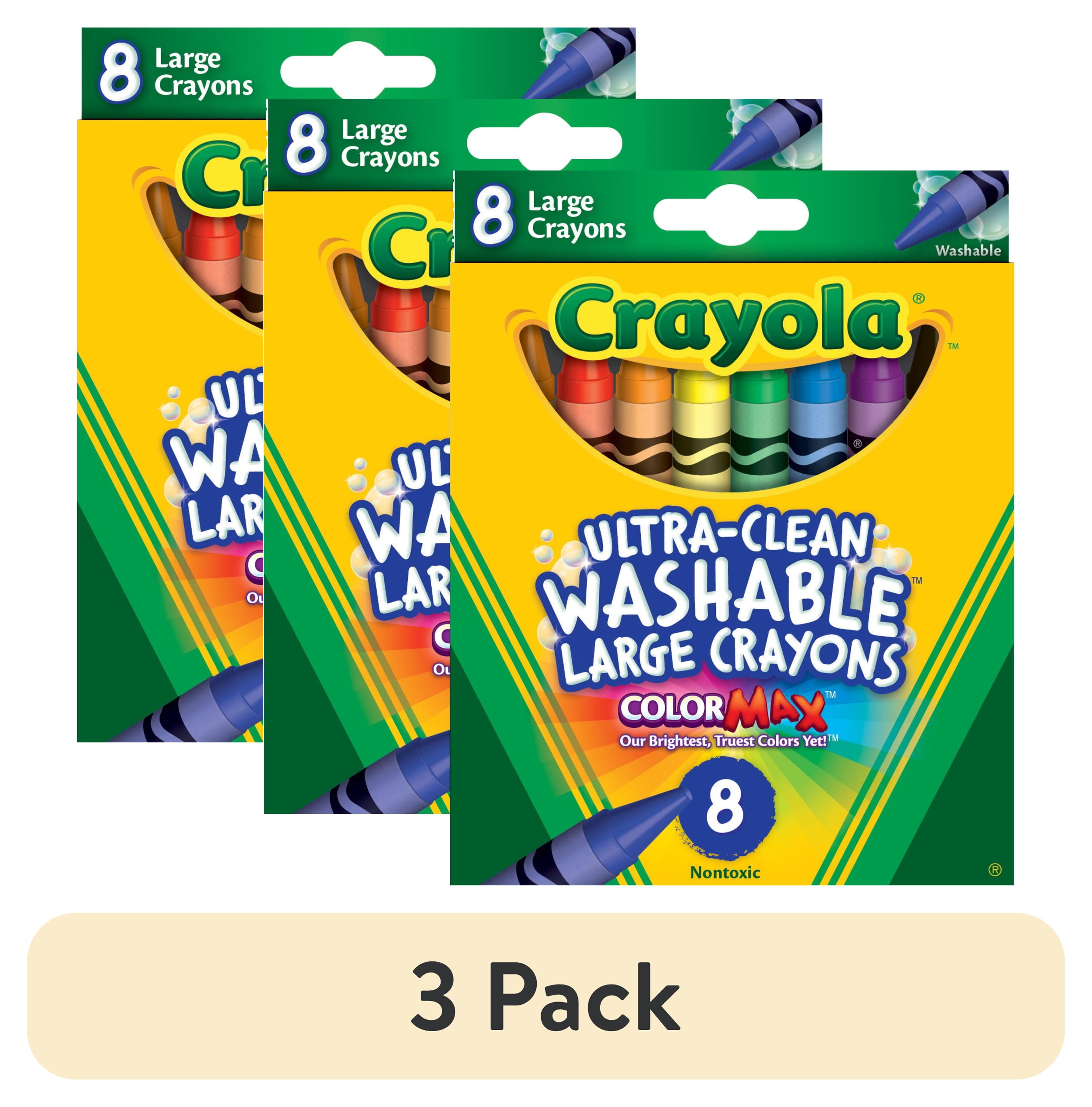 (3 pack) Crayola Washable Large Size Crayons, 8 Ct, Kindergarten School ...