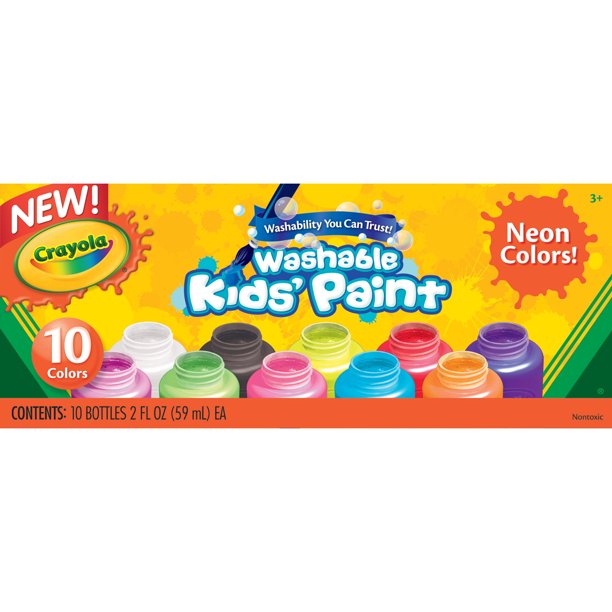 Crayola Washable Project Paint 2 oz Neon Matte Art Paints 10 Pack ...