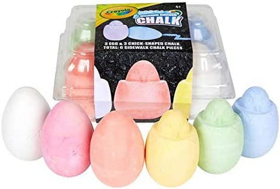 Crayola Washable Sidewalk Chalk 3 Egg & 3 Chick Shaped Chalk. Total 6 ...