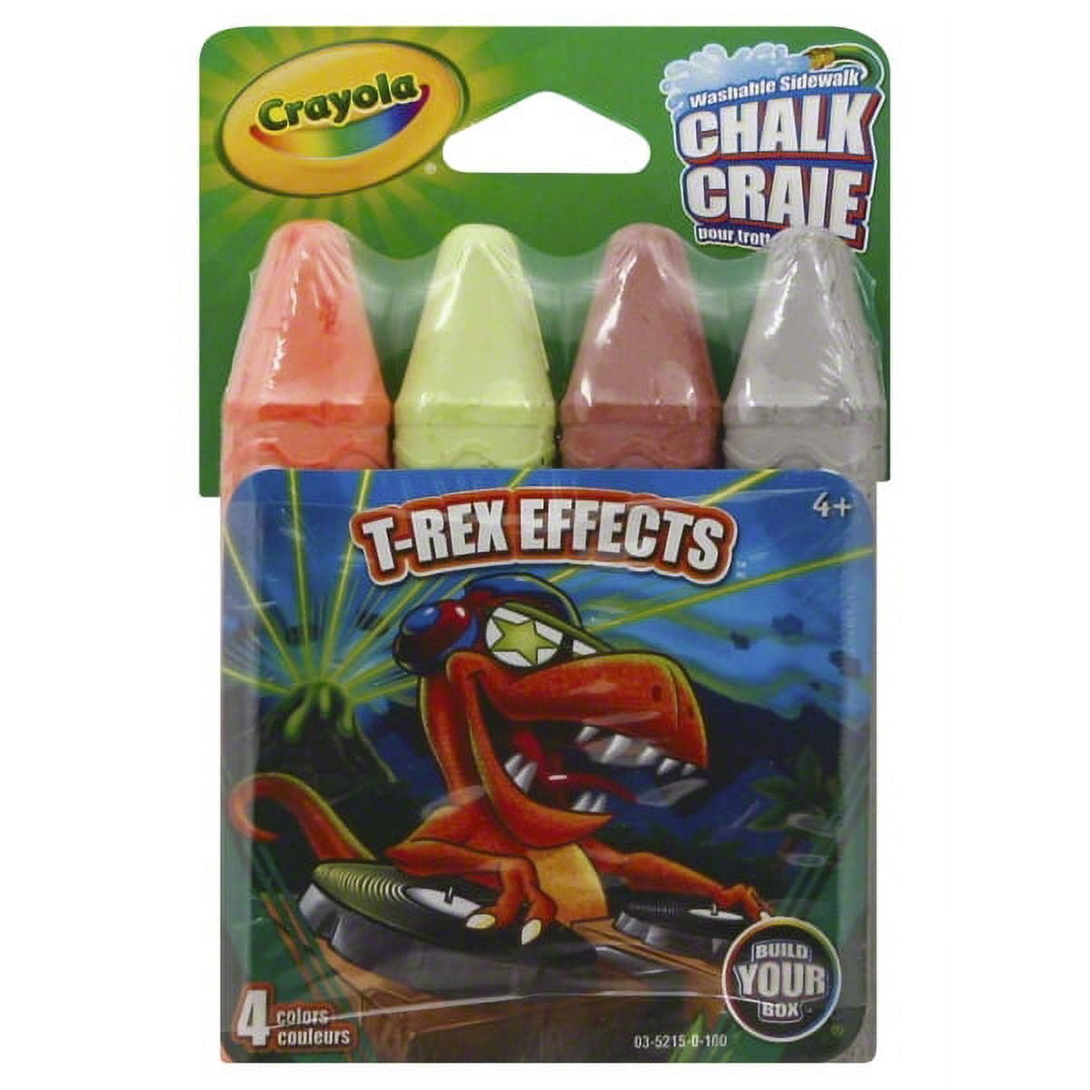 Crayola Washable Sidewalk Chalk 4 Count T-Rex Effects - Walmart.com