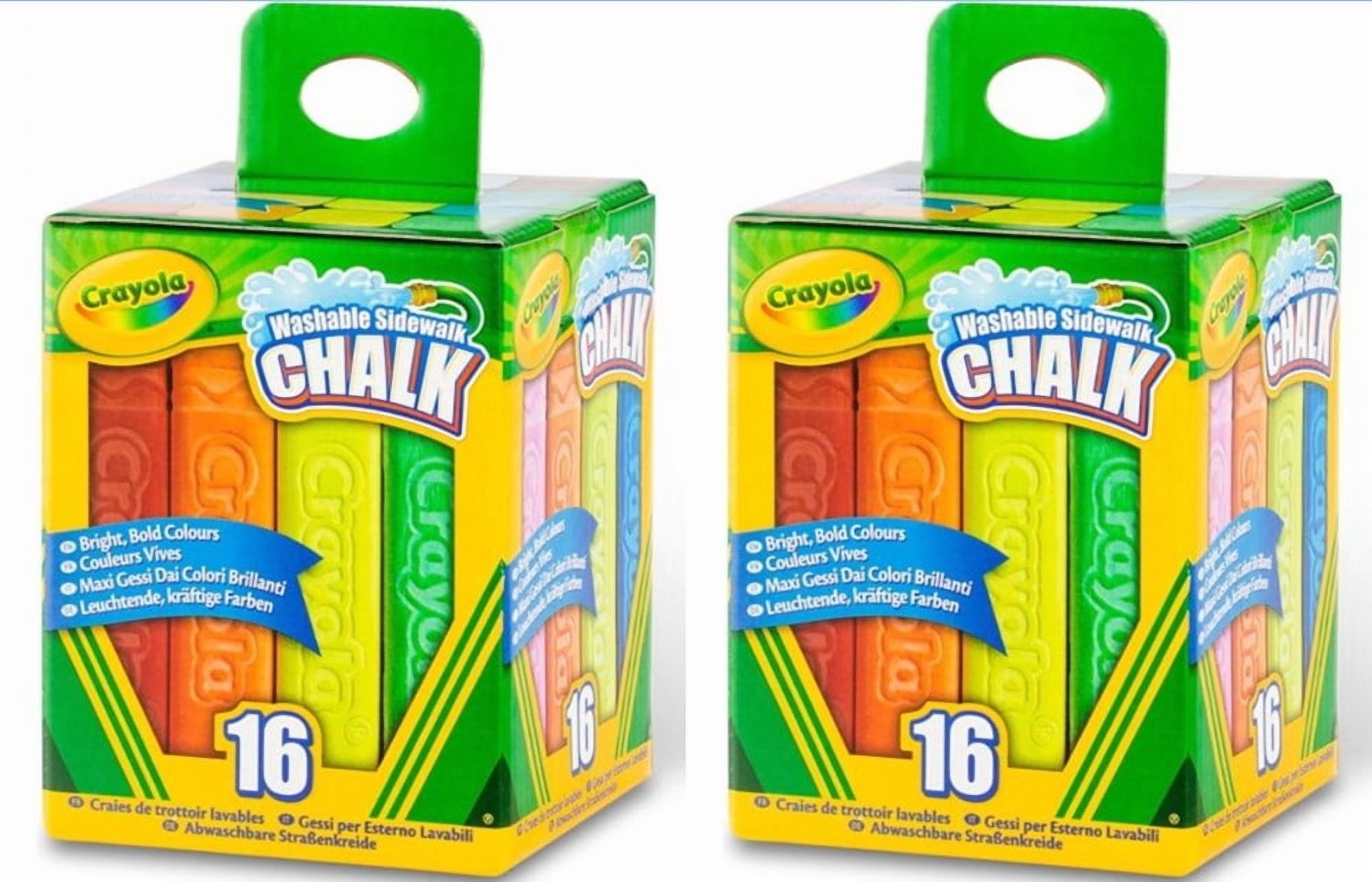 Crayola Washable Sidewalk Chalk, Assorted Colors Set, 16 Count (2 Pack ...
