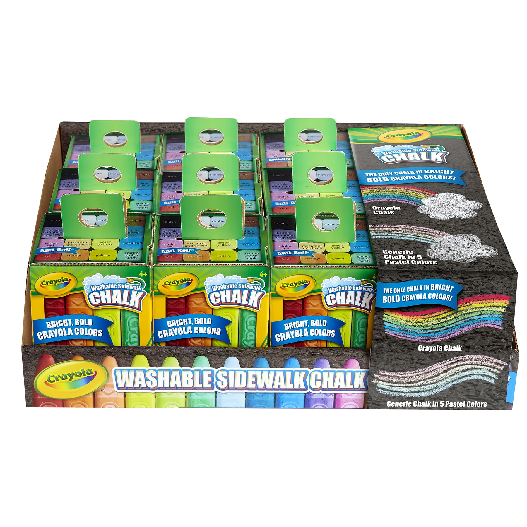 Crayola Washable Sidewalk Chalk Tray, 16 Per Pack, Tray of 12 Packs ...