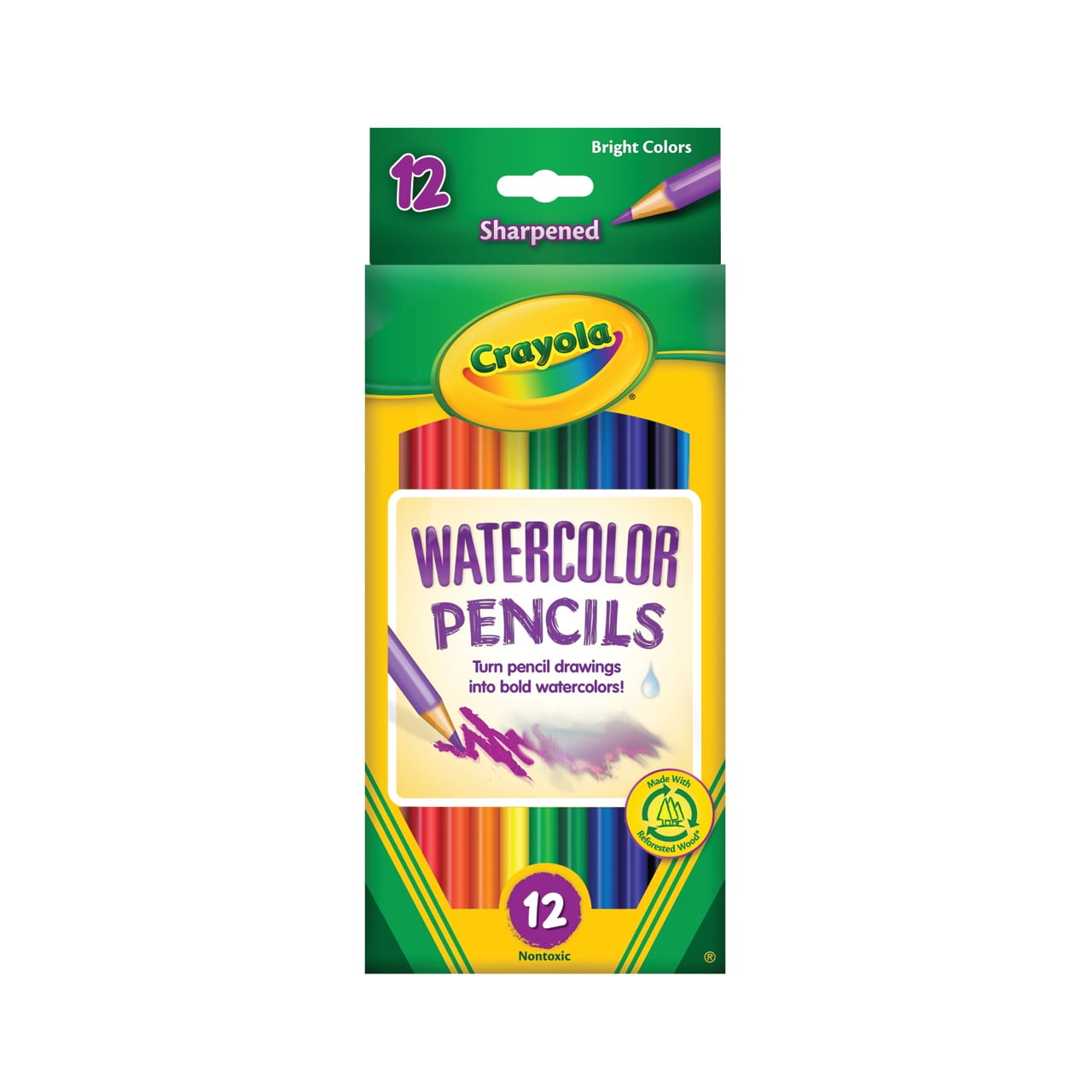 Crayola Pre-sharpened Watercolor Colored Pencils for Kids & Adults, 12 ...