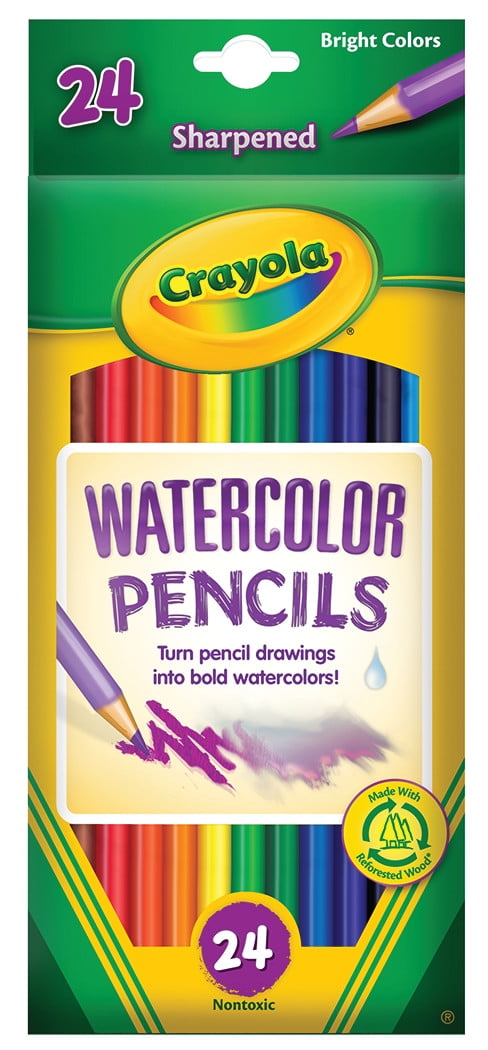Crayola Kids Colored Watercolor Pencil Set, 24 Vibrant Colors, Non ...