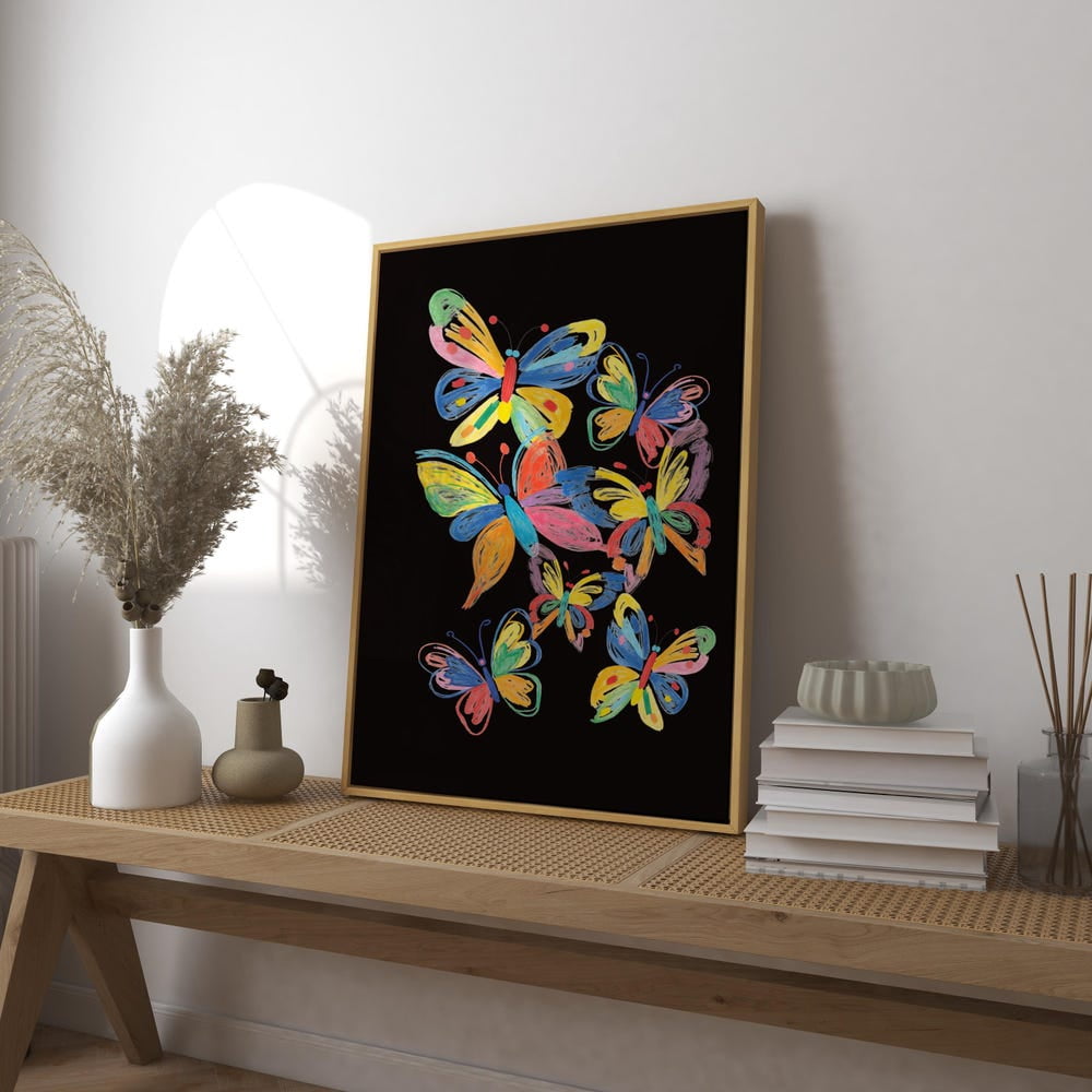 Crayon Butterfly Painting Art Print Poster, Room Prints, Art For Little ...