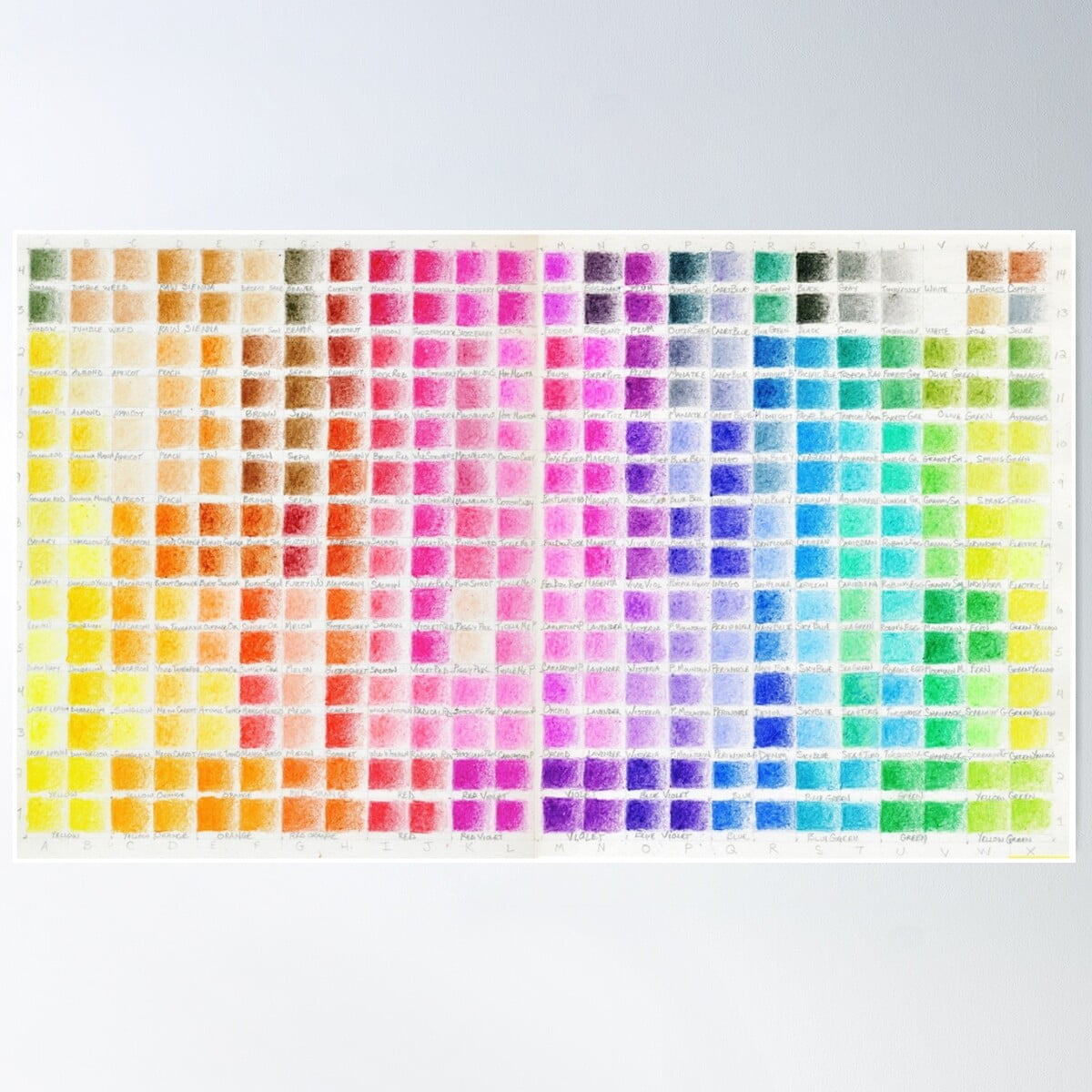 Crayon Color Chart Poster Wall Art, Modern Wall Decor For Living Room ...
