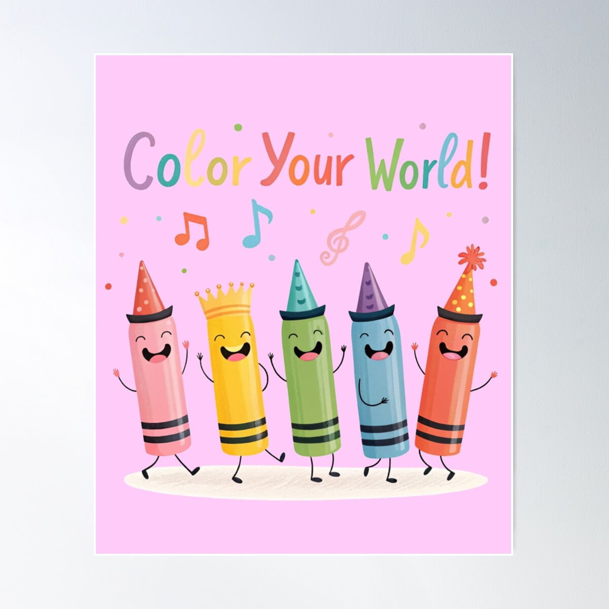 Crayon Critter Parade Poster Wall Art, Modern Wall Decor For Living ...