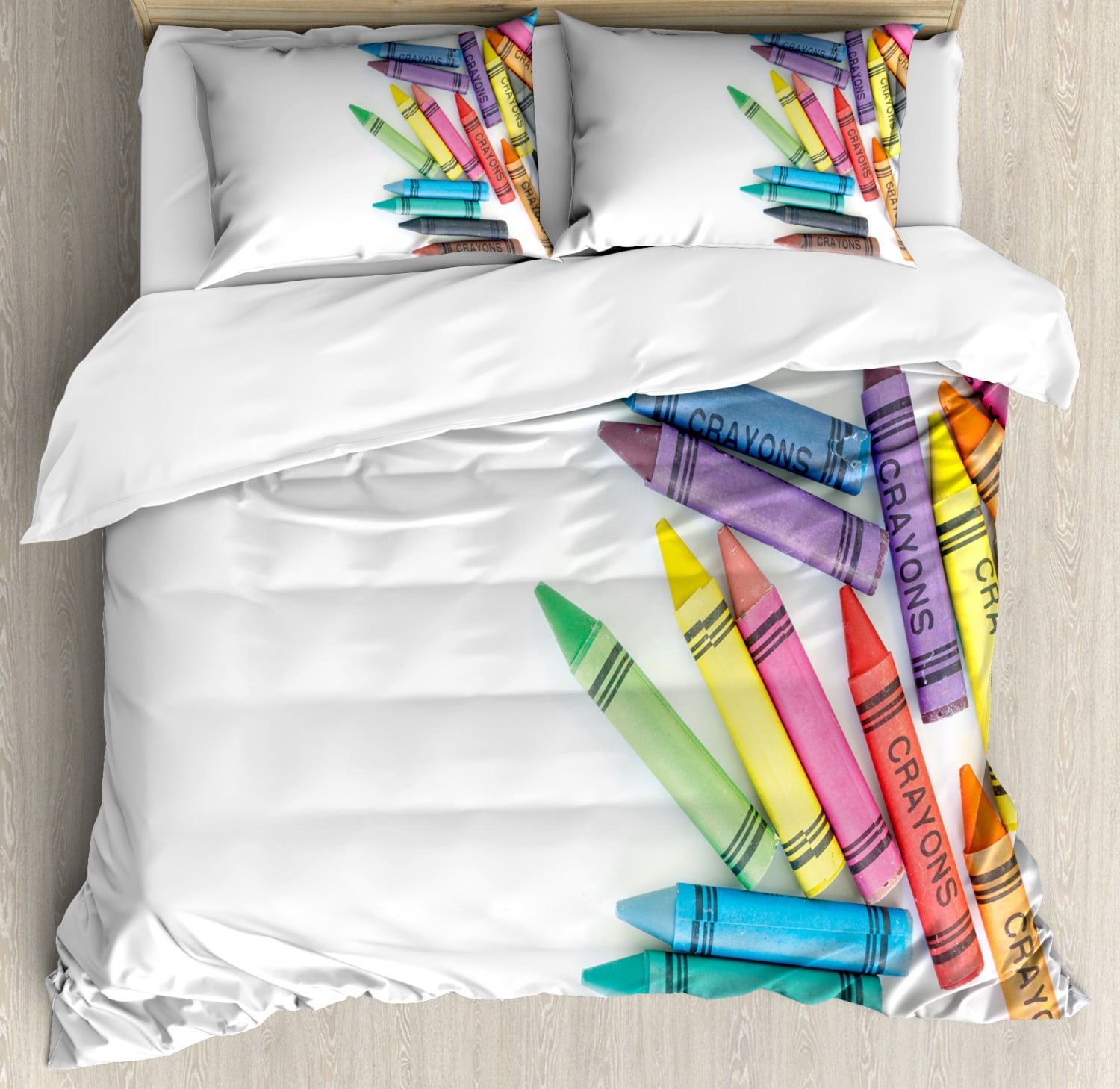Crayon Duvet Cover Set King Size, Children School Art Class Themed ...