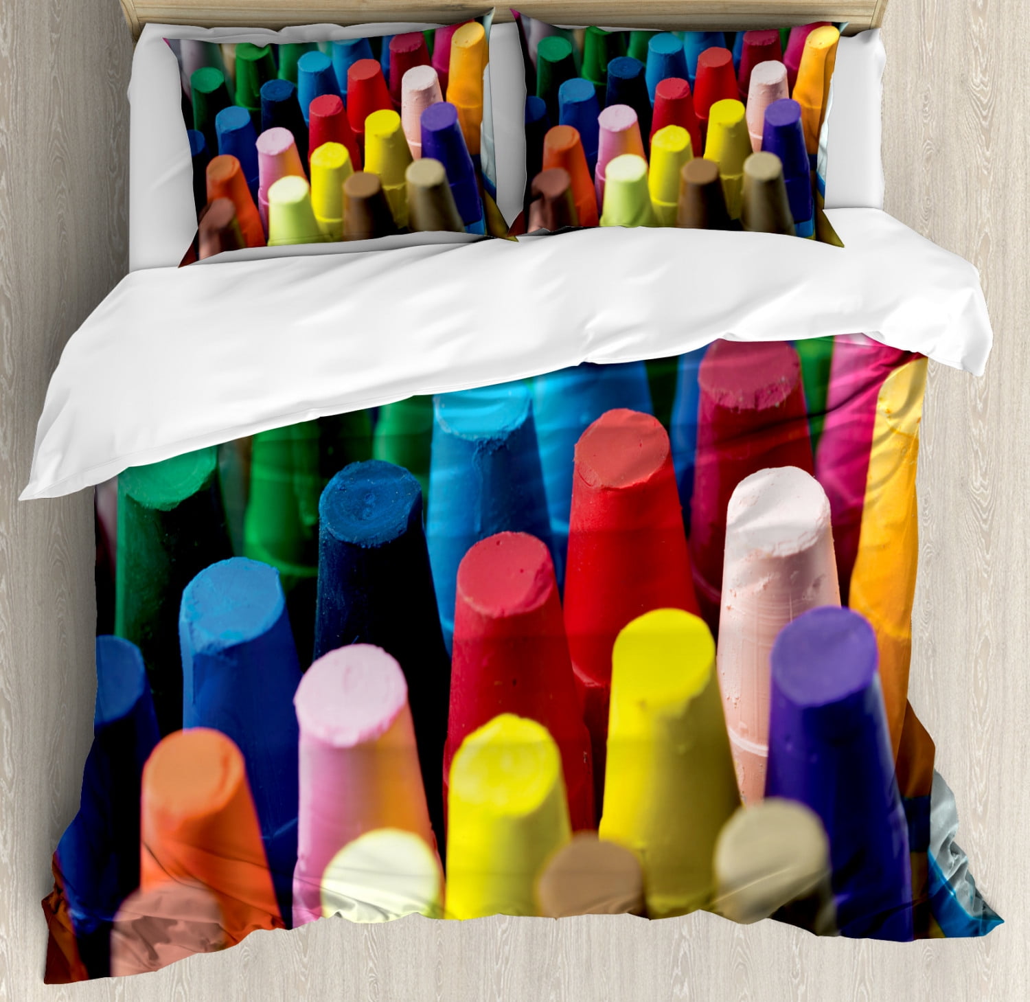 Crayon Duvet Cover Set Queen Size, Focused Shot Macro Photography with ...