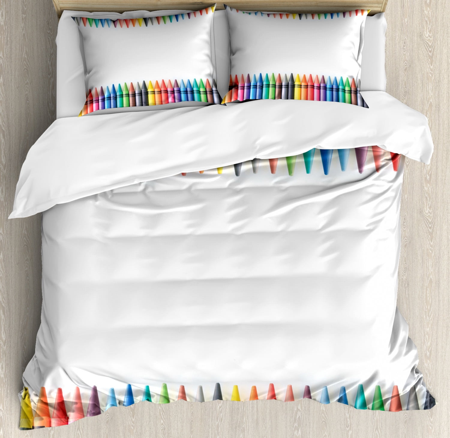 Crayon Duvet Cover Set Queen Size, Top and Bottom Symmetric Straight ...