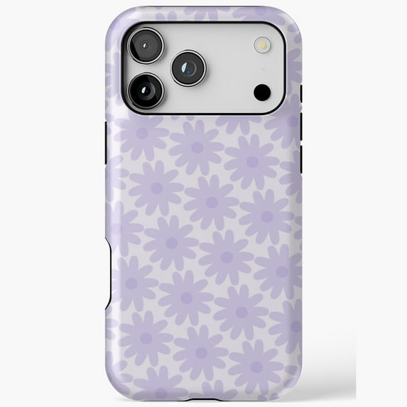 Crayon Flowers Light Lilac Purple iPhone Case 11 to 17 Pro Max ...