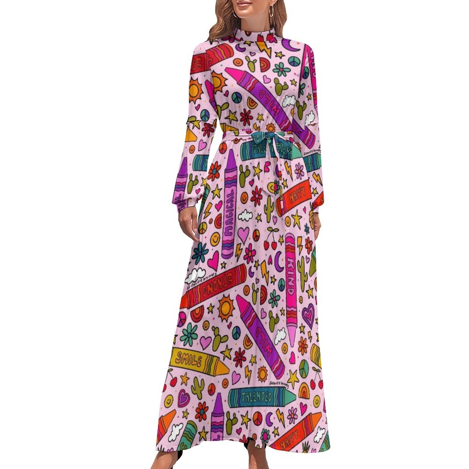 Crayon Print Long Dress long dresses for women prom dress 2025 elegant ...