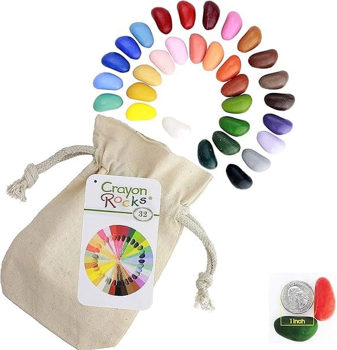 Crayon Rocks 32 Color Natural Soy Wax Crayons in Muslin Bag, Non-Toxic ...