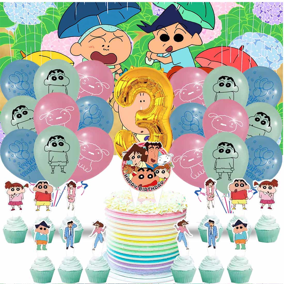 Crayon Shin-chan Balloons Party Supplies 3rd Decor Tableware Birthday ...