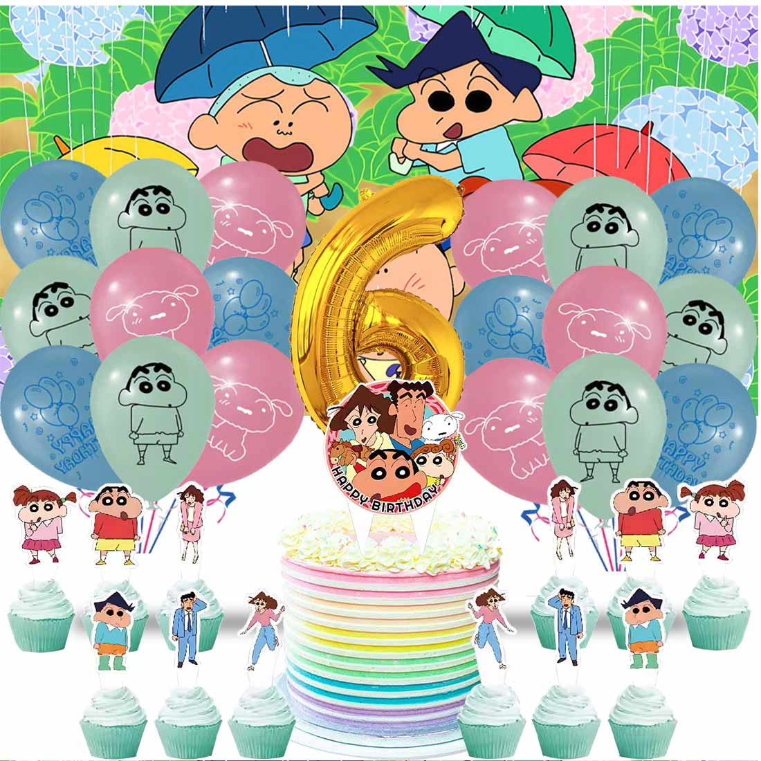 Crayon Shin-chan Balloons Party Supplies 6th Decor Tableware Birthday ...