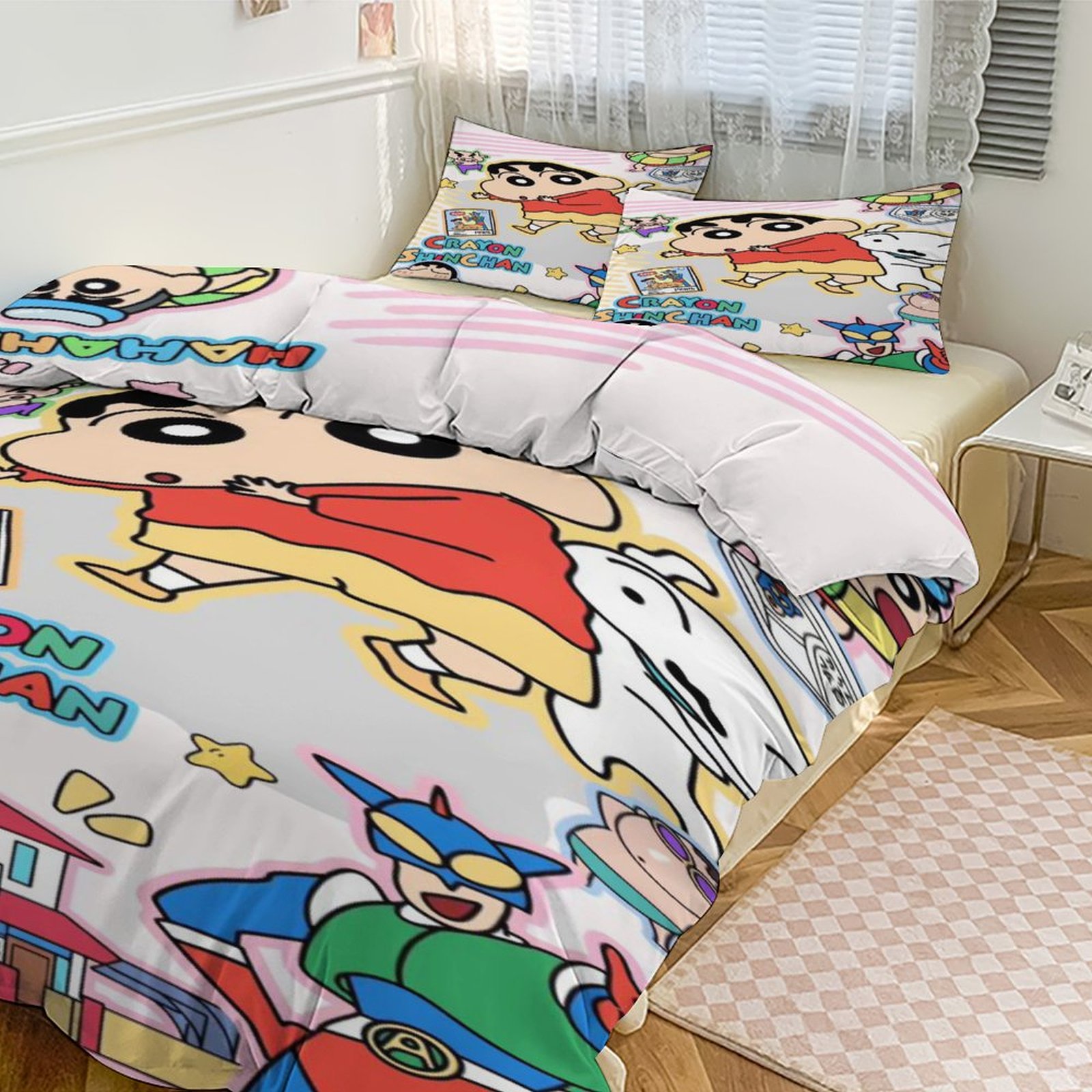 Crayon Shin-chan Bedding Set Anime Three-piece for Boys Girls Teens ...