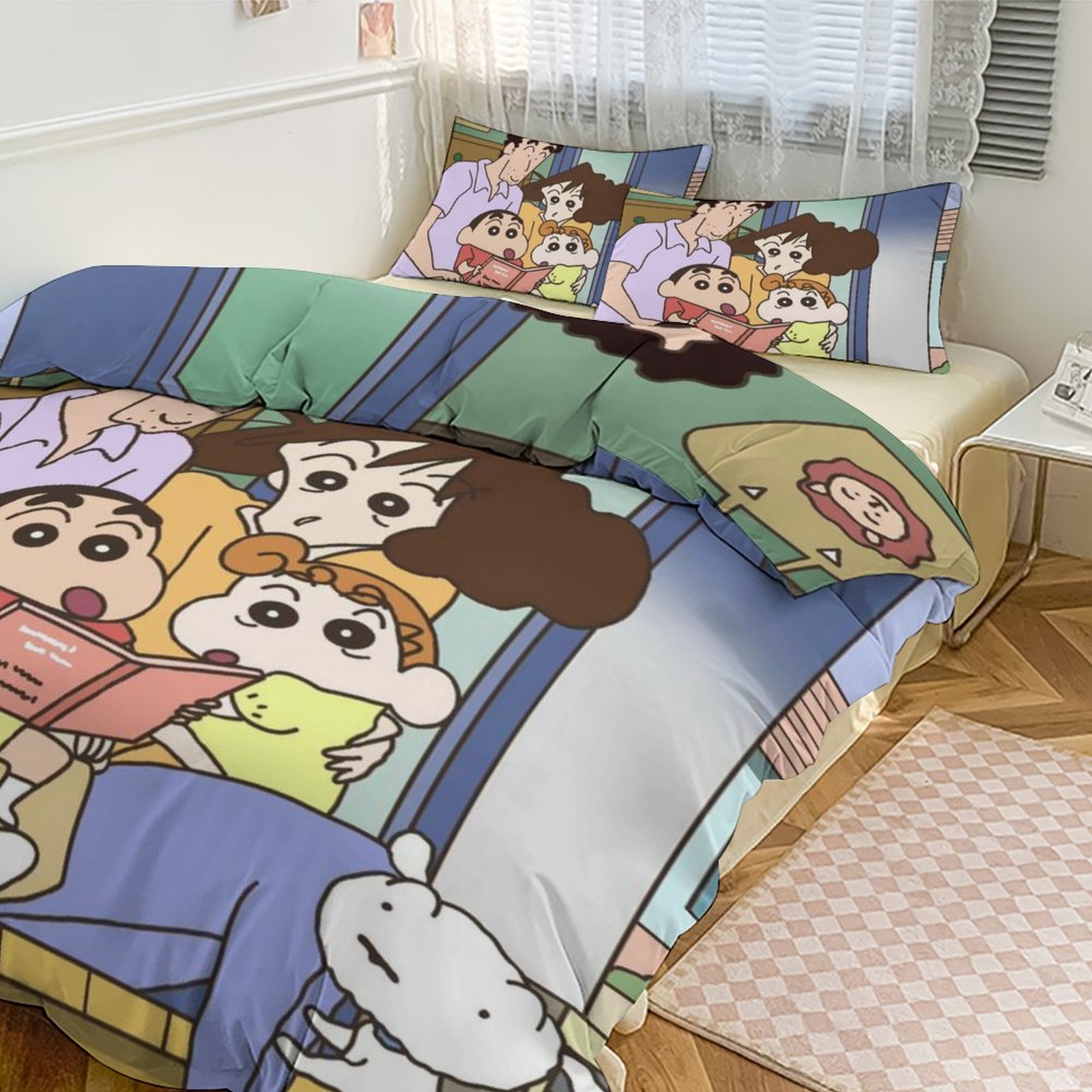Crayon Shin-chan Bedding Set Anime Three-piece for Boys Girls Teens ...