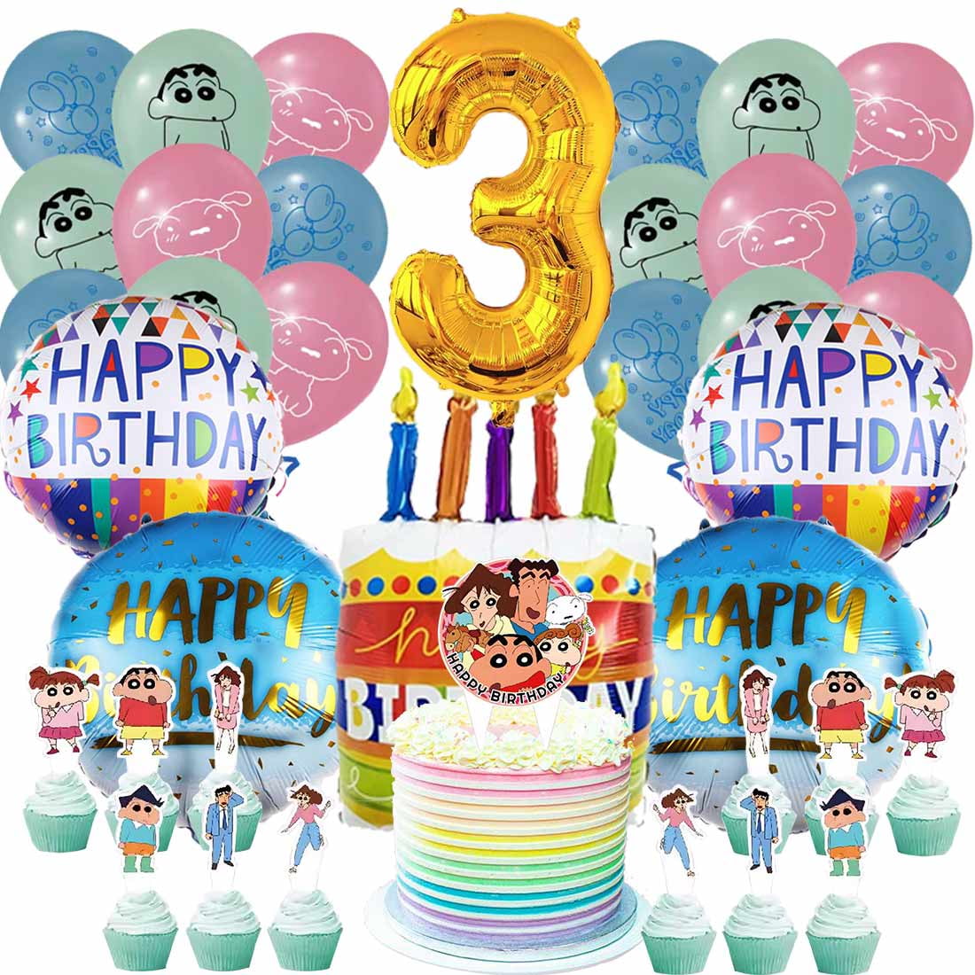 Crayon Shin-chan Party Supplies 3rd Decor Kit Balloons Birthday Cake ...